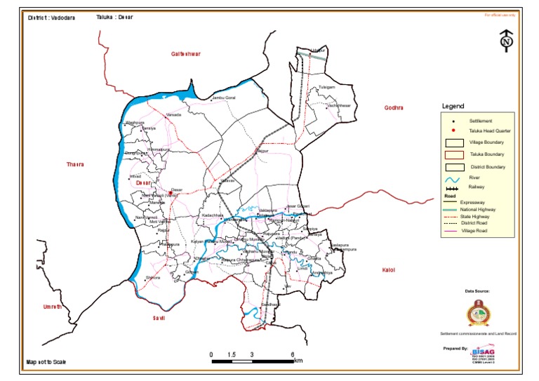 Map of Talukas in Vadodara District, Gujarat, India Showing Municipal ...