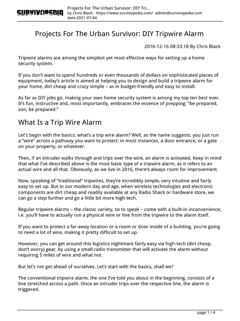How To Diy Trip Wire Alarm | PDF | Security Alarm | Creative Commons ...