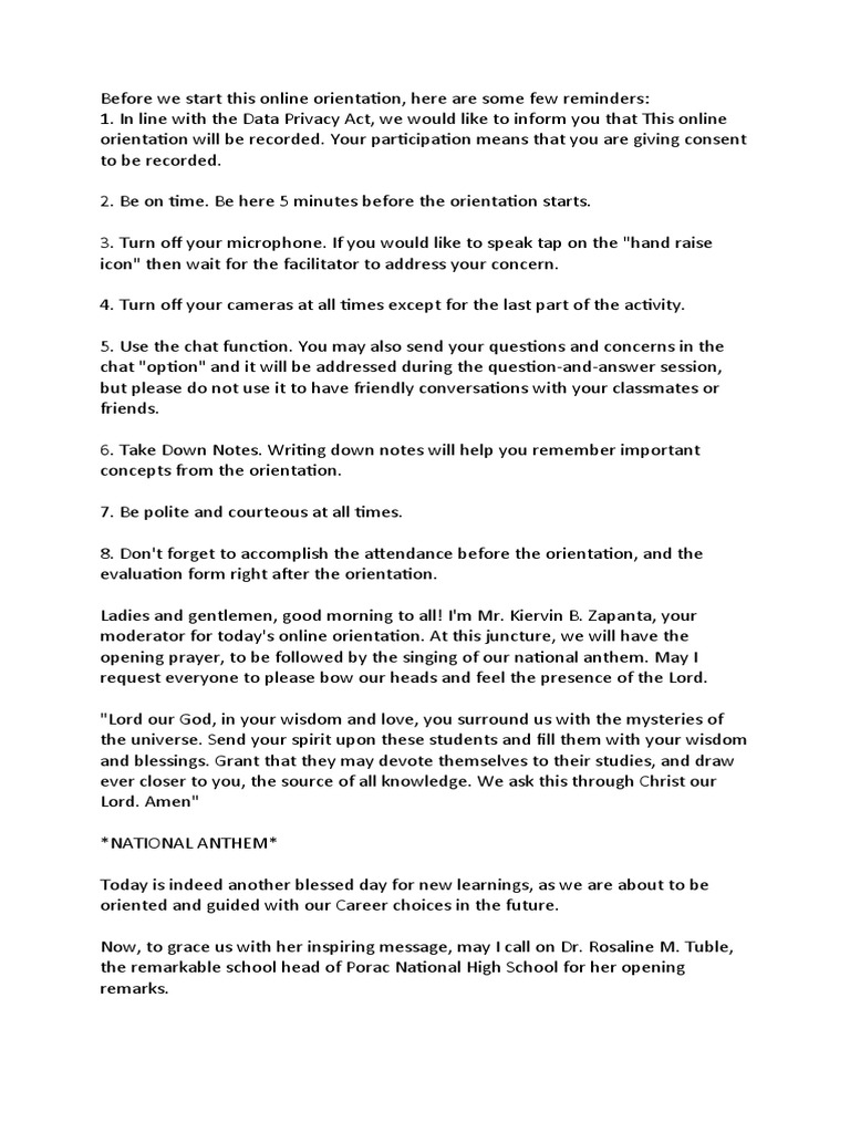 Emcee Script Guidance | PDF