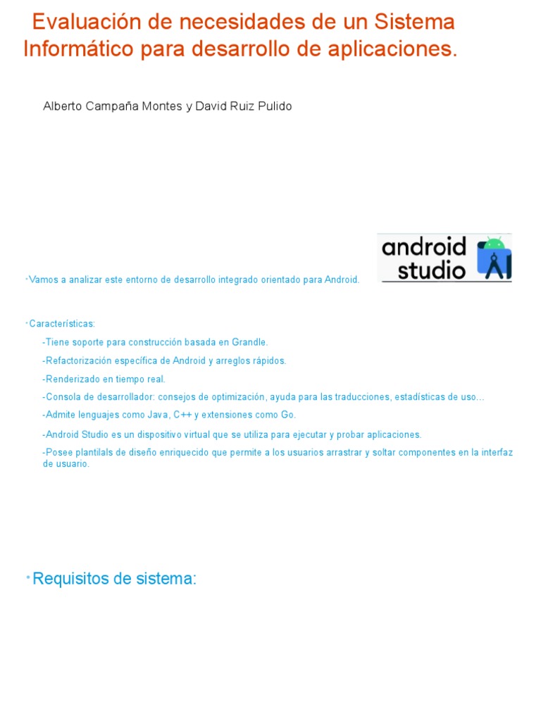 Evaluación de Necesidades de Un Sistema Informático para Desarrollo de Aplicaciones. | PDF ...