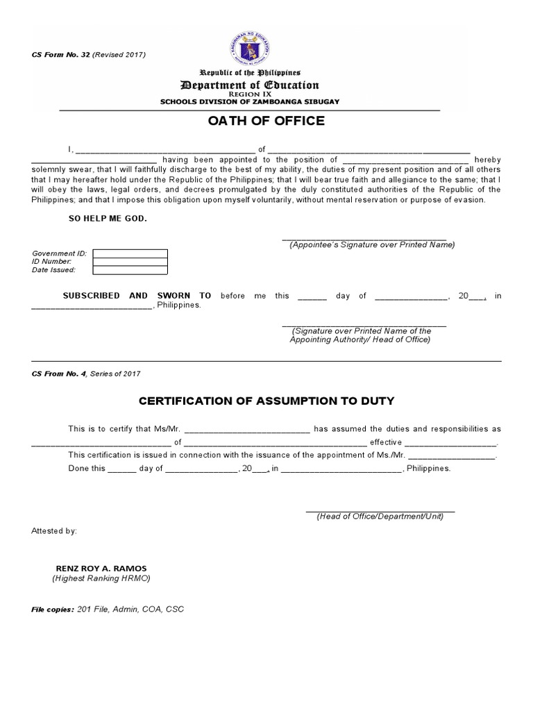 Joint Oath Assumption | PDF | Oath Of Office | Government Institutions