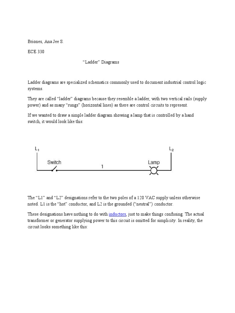 Understanding Ladder Diagrams in ECE 330 | PDF | Relay | Inductor