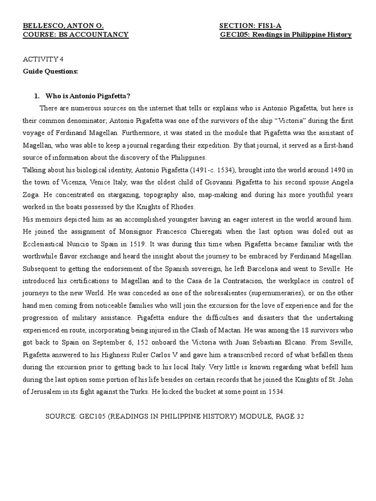 Bellesco Gec105 Activity4 | PDF | Philippines