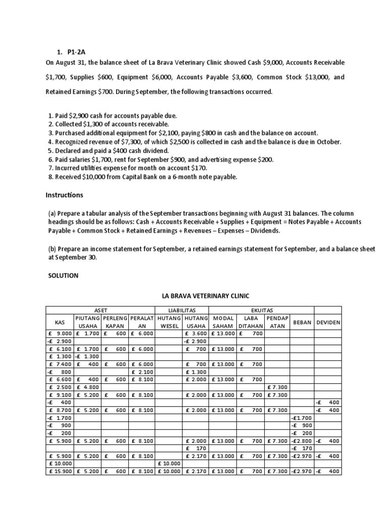 September Financial Statements for La Brava Veterinary Clinic | PDF ...