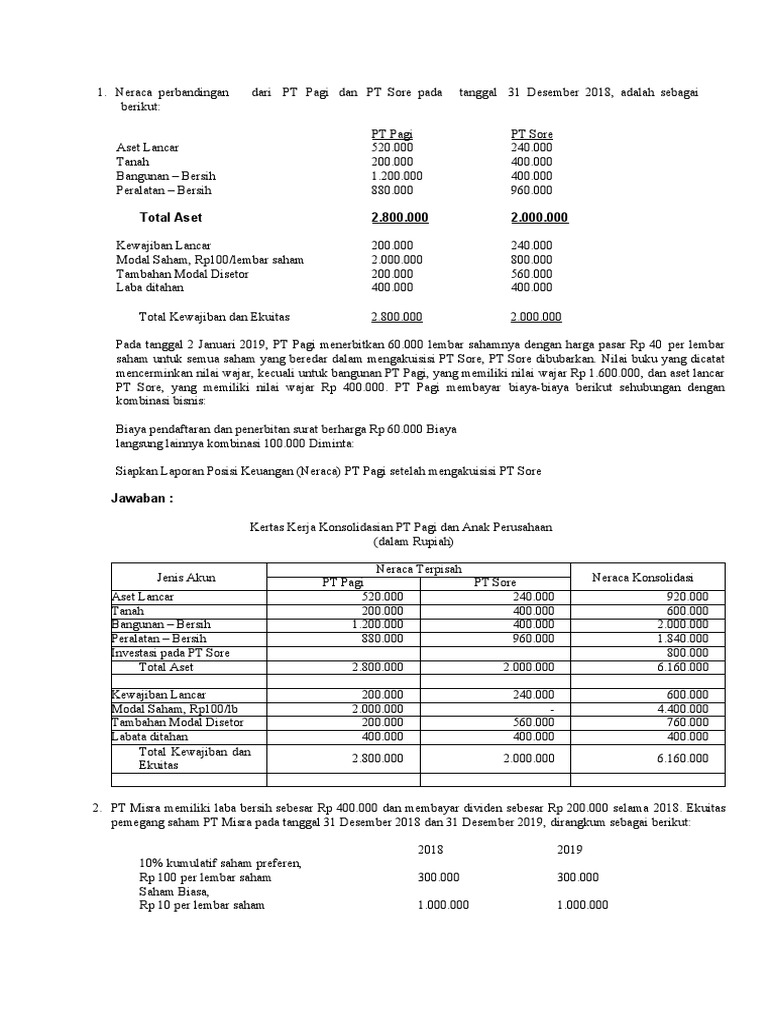 Neraca Ekuitas Pemegang Saham 2018 | PDF