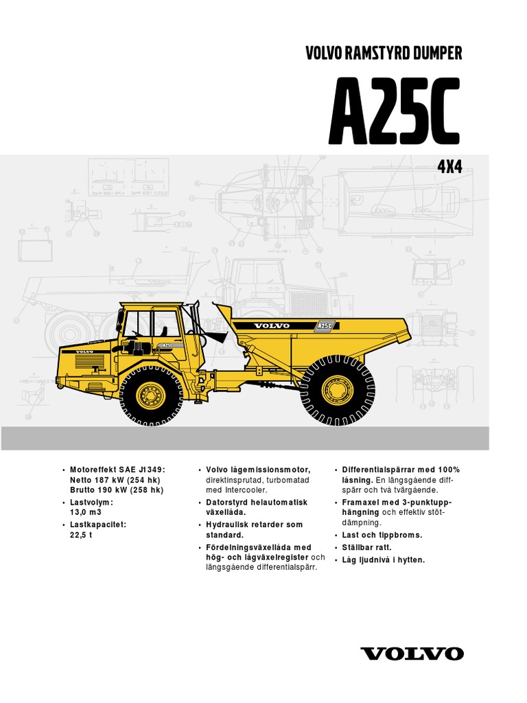 Volvo Ramstyrd Dumper: Spärr Och Två Tvärgående. Direktinsprutad ...