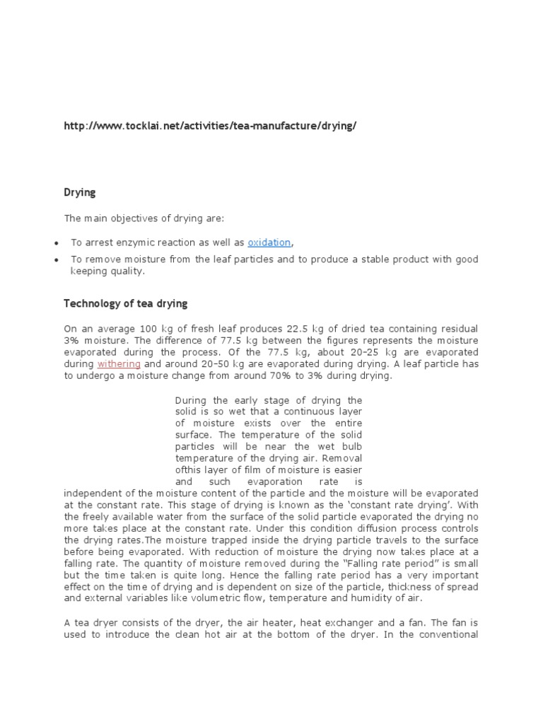 Drying tea: the constant and falling rate periods | PDF | Clothes Dryer ...