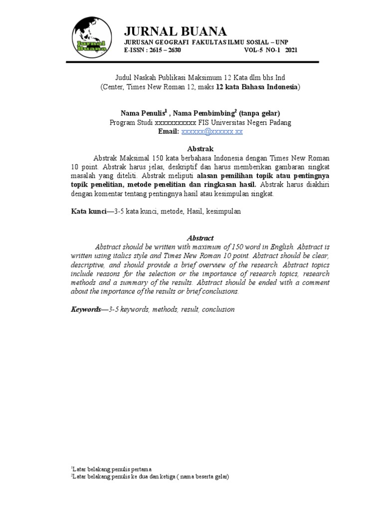 Aturan Penulisan Jurnal Geografi UNP | PDF