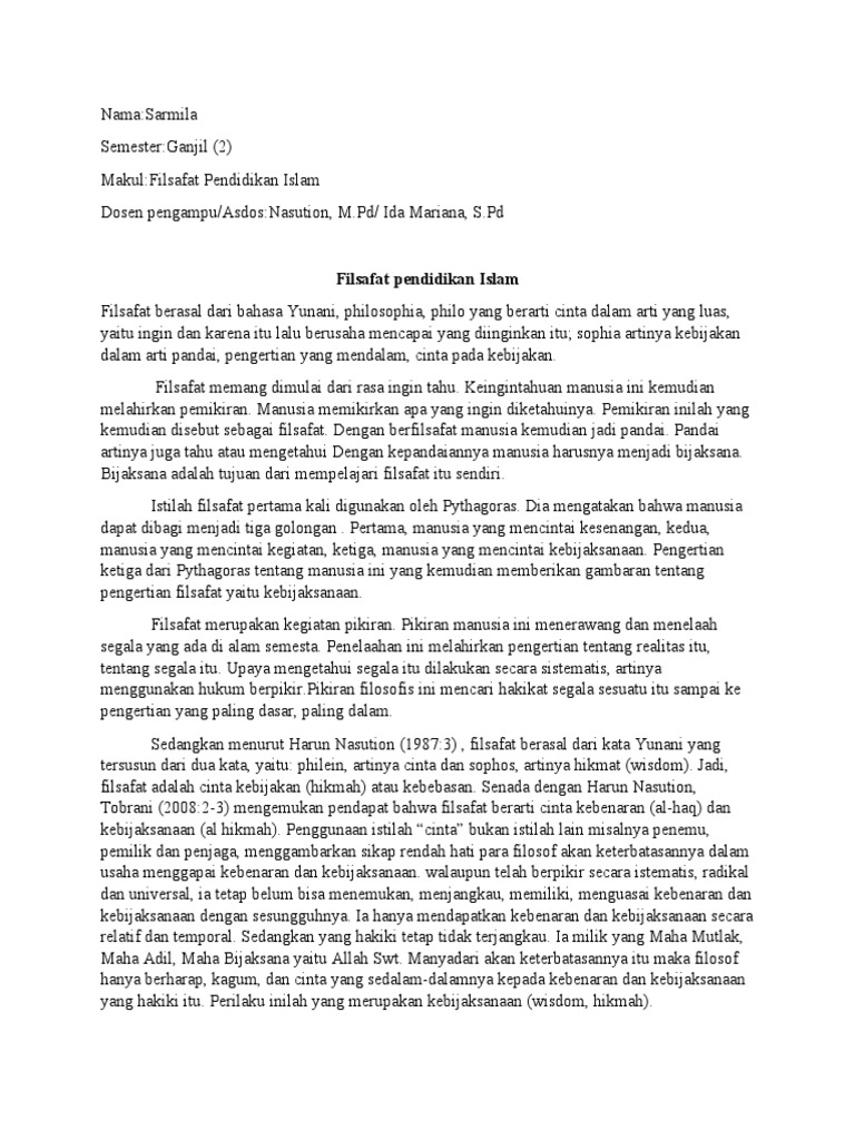 Filsafat Pendidikan Islam | PDF