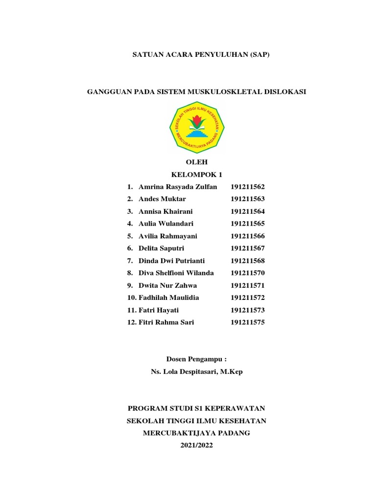 Sap Dislokasi (KMB 3) KLP 1 3B | PDF | Karier & Perkembangan