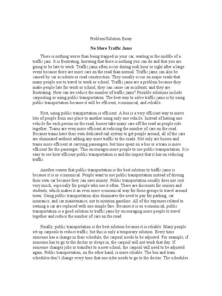 Problem - Solution Essay | Download Free PDF | Public Transport ...