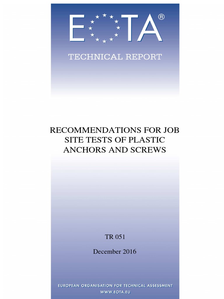 TR 051 2016 12 Job Site Tests Plastic Anchors and Screws | PDF | Screw ...