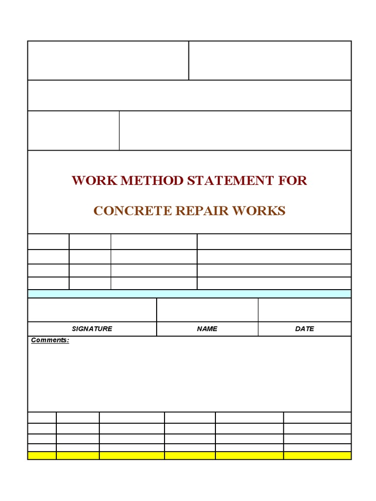 Concrete Repair Work Method Statement | PDF | Technology & Engineering