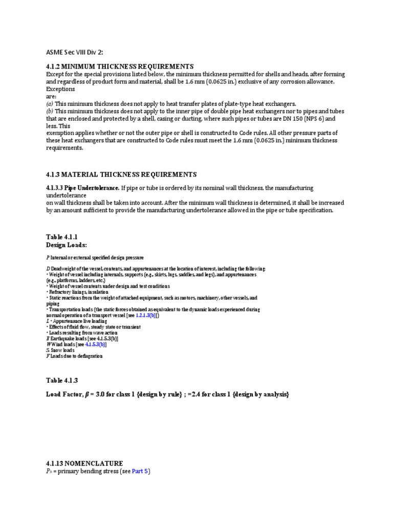 Design Rule Asme Sec Viii Div 2 | PDF | Pipe (Fluid Conveyance ...