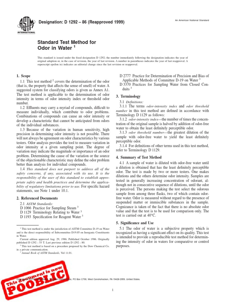 Astm d1292 - 1 (En) Incubadoras | PDF | Odor | Water
