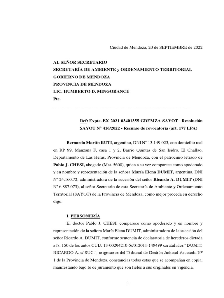 Recurso de Revocatoria (Multa Ruti) | PDF | Gobierno | Ley común