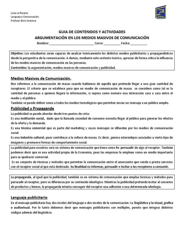 Publicidad y Propaganda Terceros Argumentación | PDF | Comunicación ...