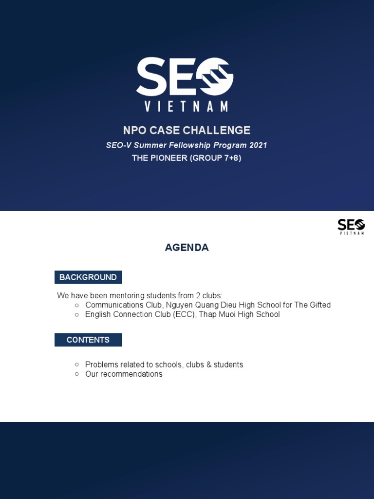 NPO Case Challenge 2021 | PDF | Mentorship | Goal