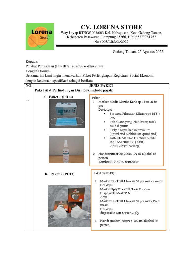 CV Lorena Store - Regsosek Baru | PDF