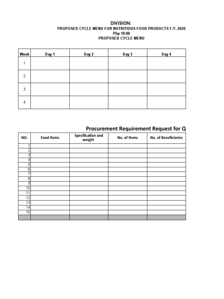 Batangas City Cycle Menu Fy 2020 | PDF | Cuisine | Foods