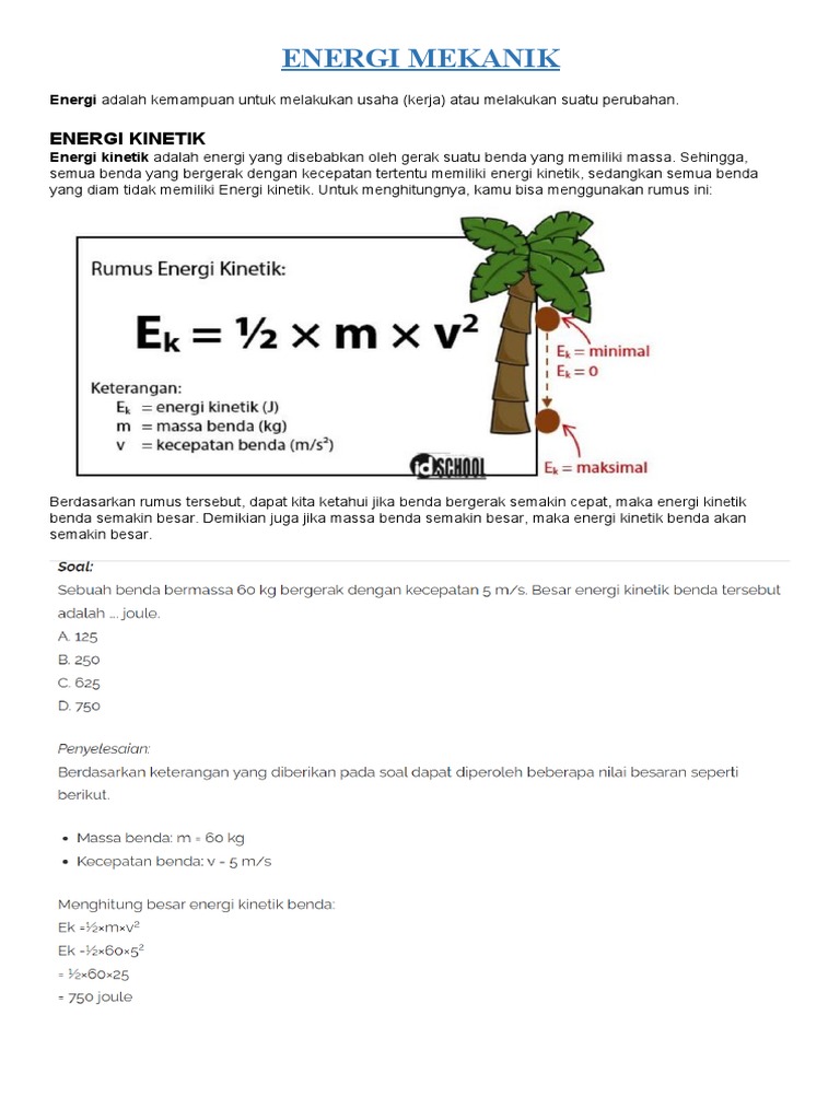 Energi Mekanik (Potensial Dan Kinetik) | PDF