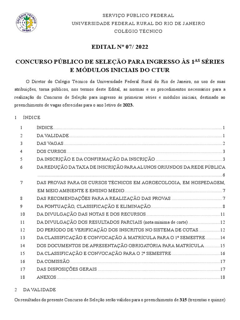 Edital Ctur Geral 07 2022 | PDF