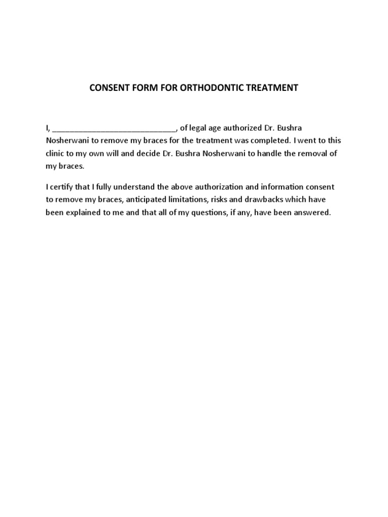 Consent Form For Removal of Braces | PDF