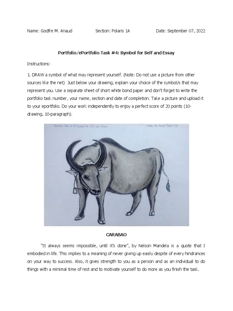 Anaud - Ngec1 - Eportfolio Task 4 - Symbol For Self and Essay | PDF | Farms | Psychological Concepts