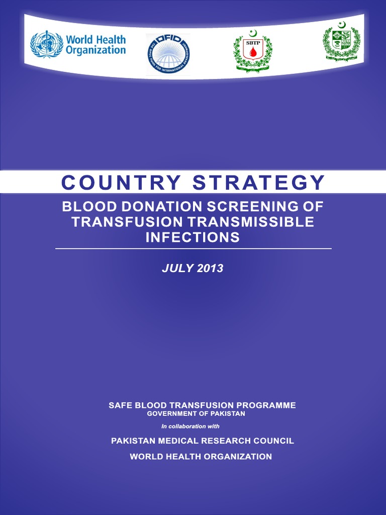 Country Strategy - Blood Donation TTIs Screening - Pakistan | PDF