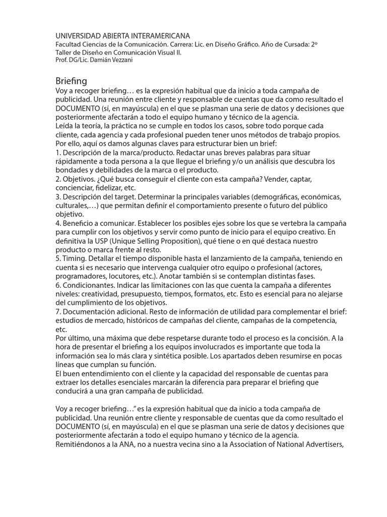Briefing | PDF | Diseño