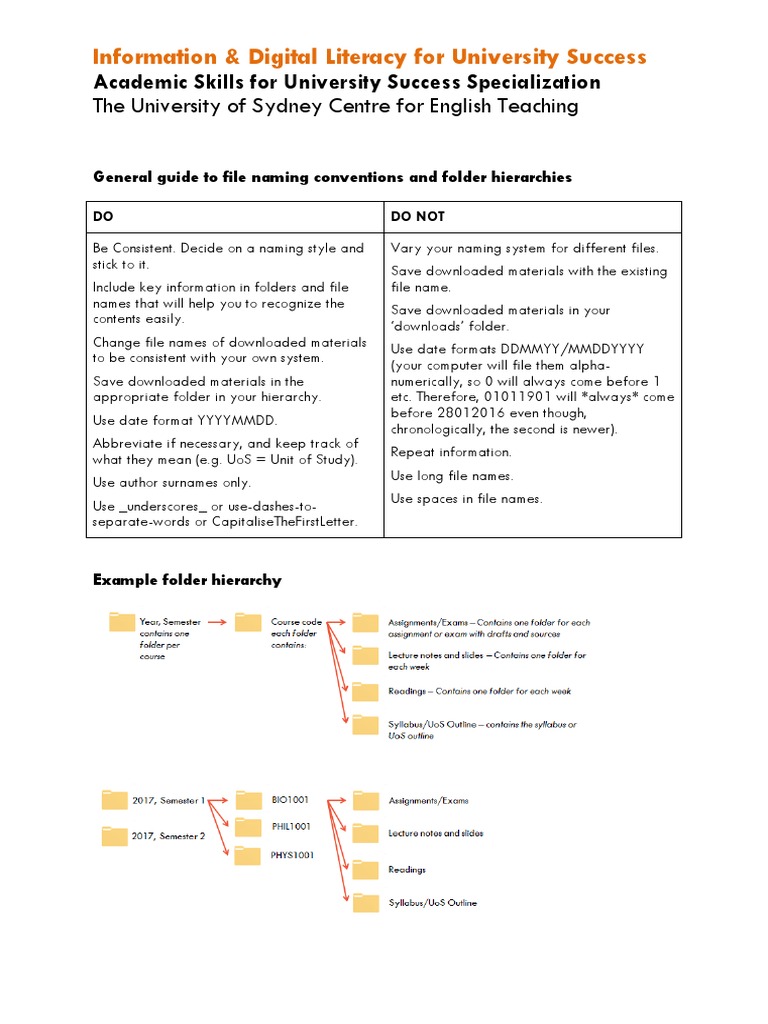 General Guide To File Naming Conventions And Folder Hierarchies Pdf