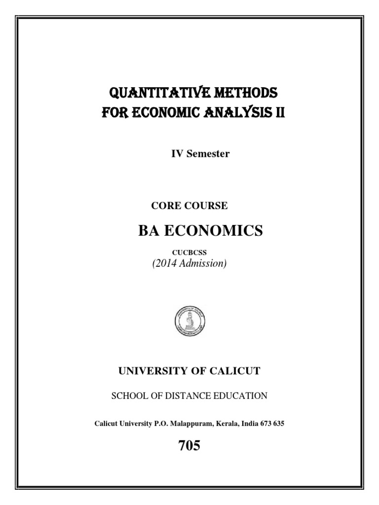 Quantitative Methods For Economic Analysis II On02june2016 | PDF ...