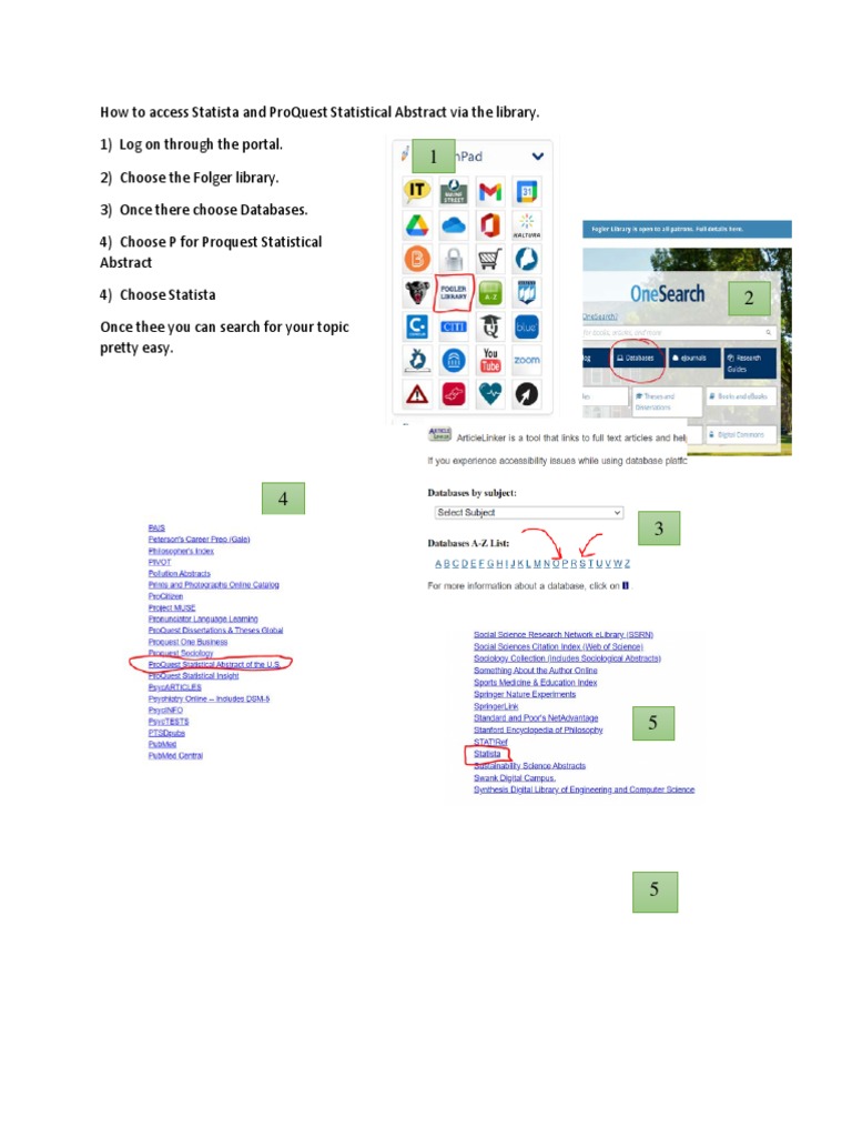 How To Access Statista and ProQuest Statistical Abstract Via The Library | PDF