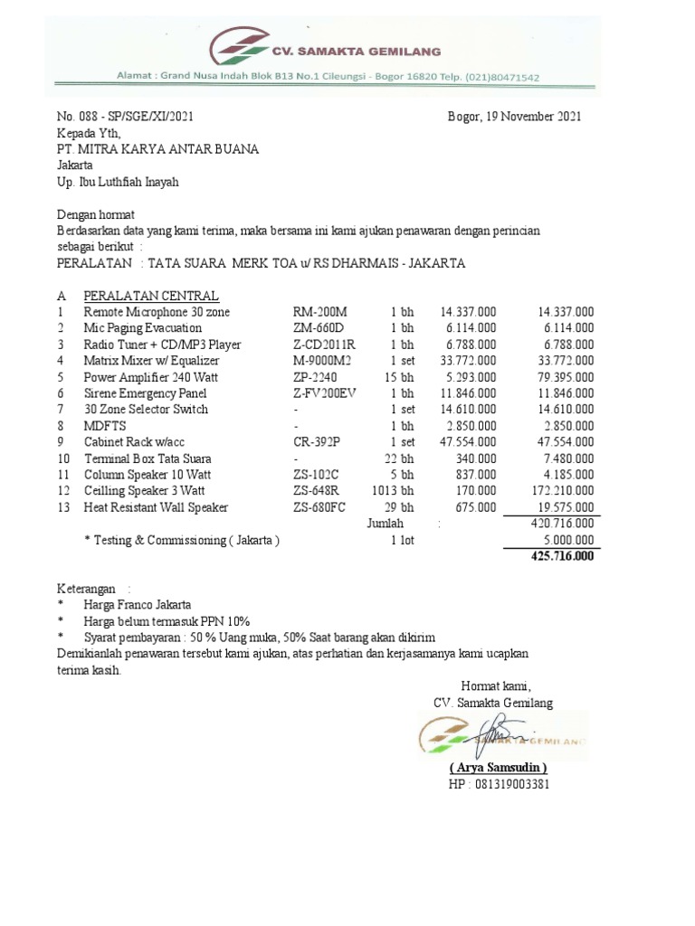 Harga TS. RS Dharmais | PDF
