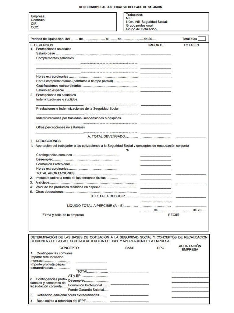 Plantilla Recibo de Salarios | PDF