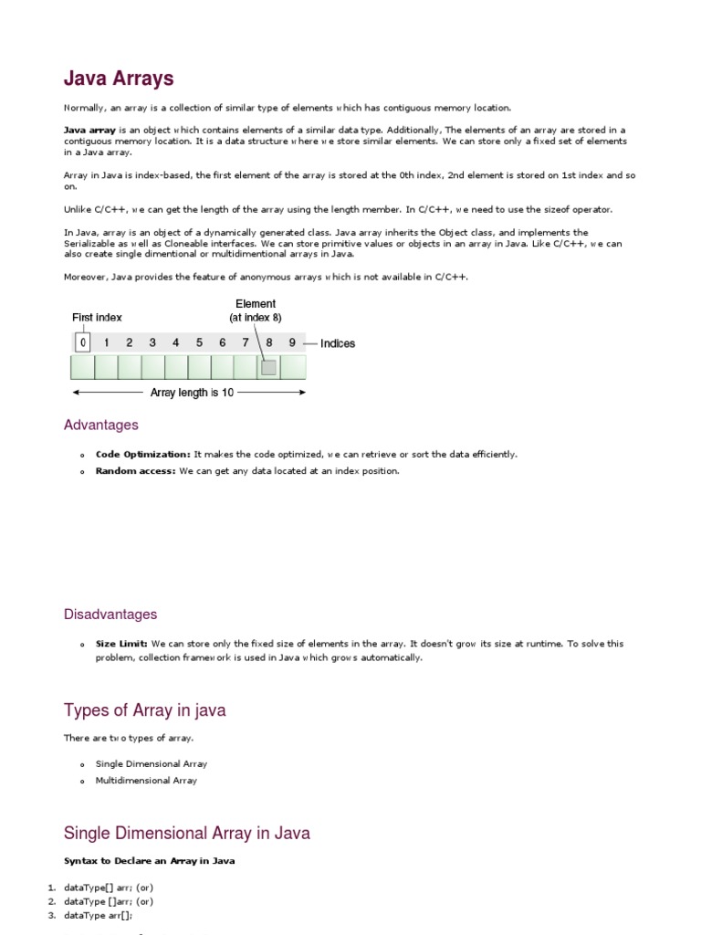 Java Array Declaration and Usage | PDF | C (Programming Language) | Array Data Structure