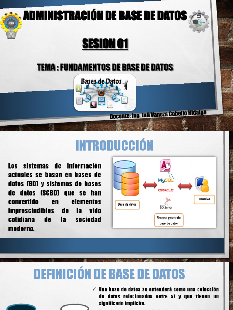 Diapositivas Sesion 01 Adm de Base de Datos | PDF | Bases de datos ...