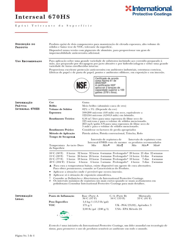 Interseal 670HS | PDF | Tinta | Materiais