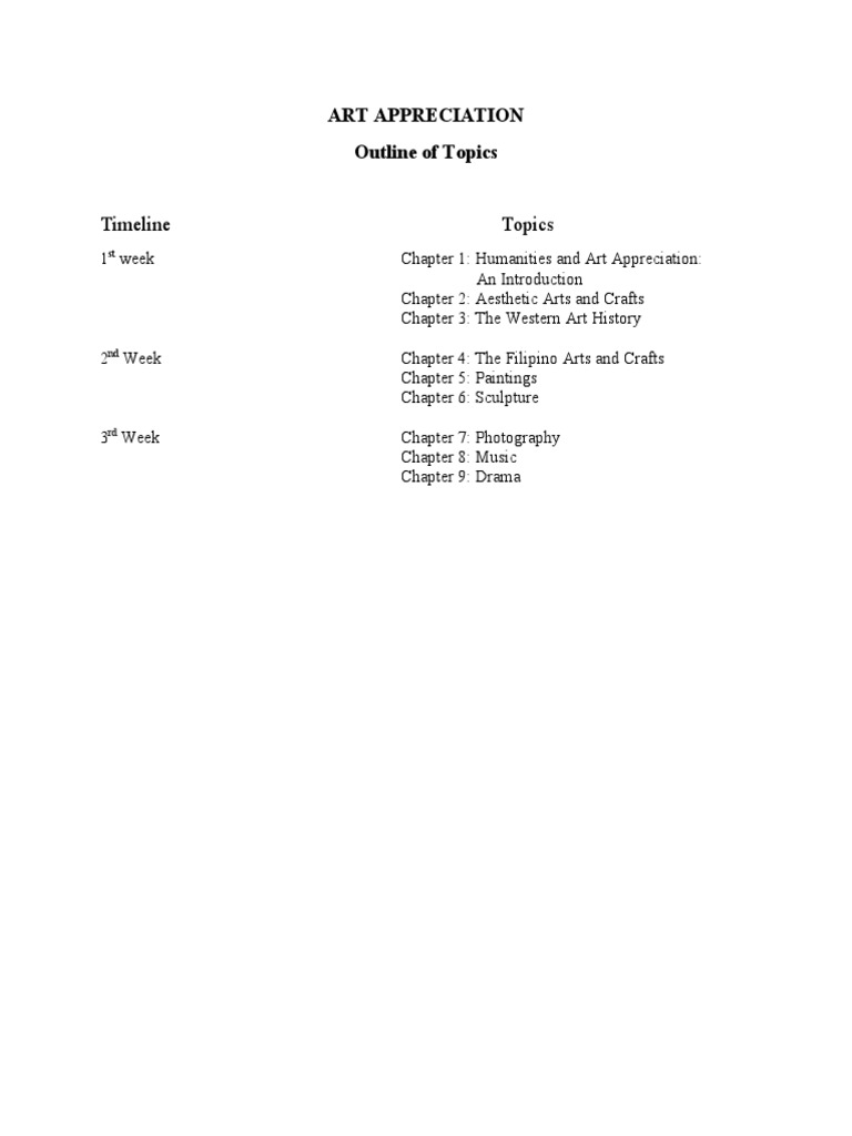 Art Appreciation Outline of Topics | PDF | Art | Classics