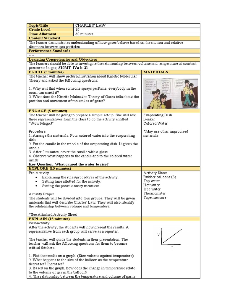 Lesson Plan Charles Law | PDF | Buoyancy | Gases