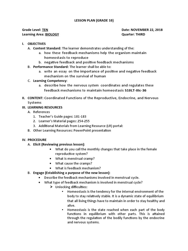 Lesson Plan FeedBACK Mechanism | PDF | Learning | Lesson Plan
