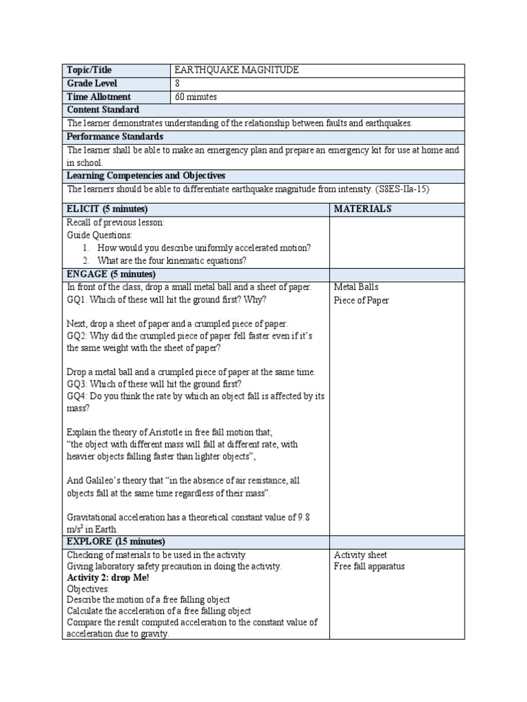 Lesson Plan Magnitude | PDF | Mass | Acceleration