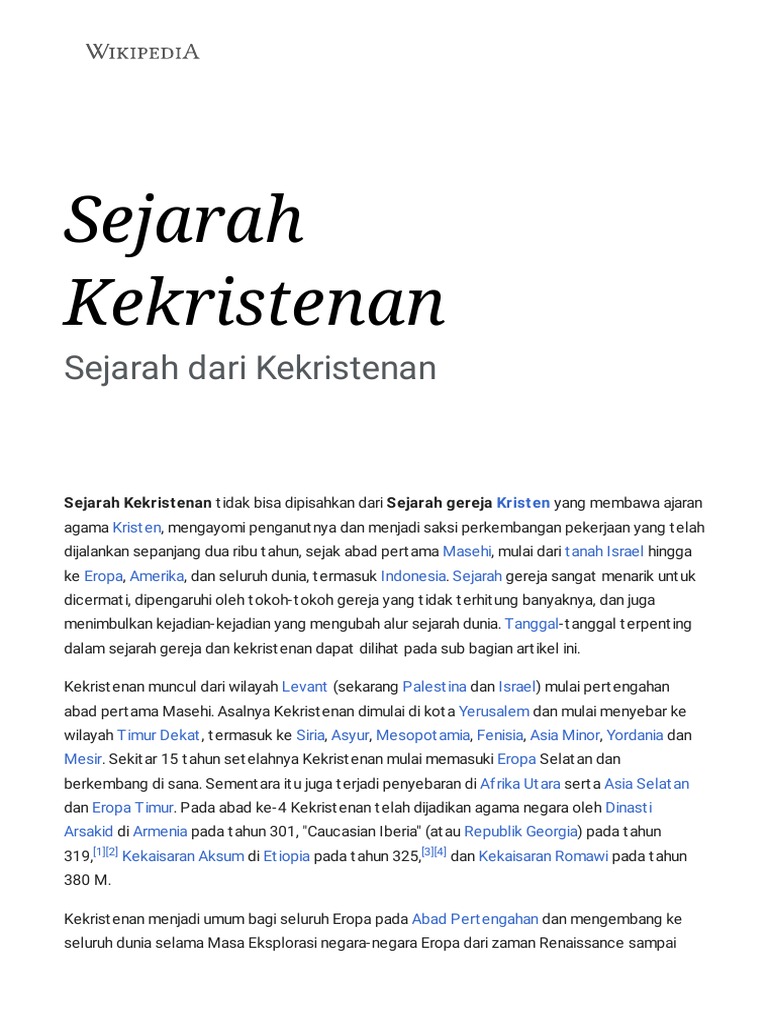 Sejarah Kekristenan - Wikipedia Bahasa Indonesia, Ensiklopedia Bebas | PDF
