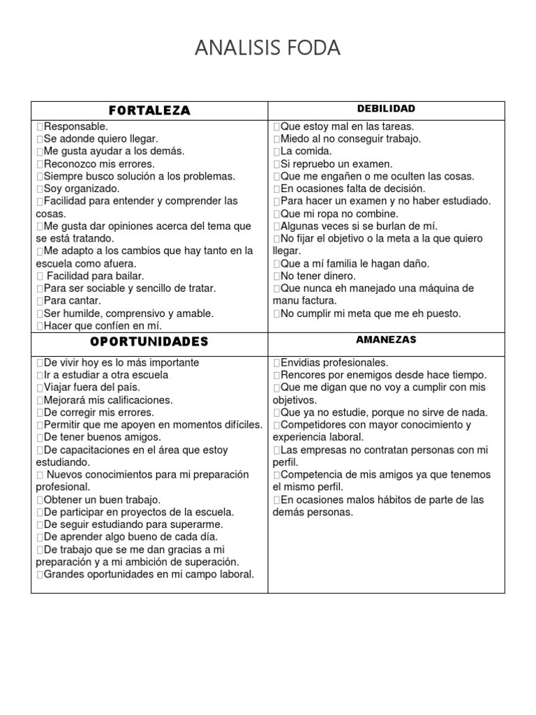 Análisis FODA | PDF | Análisis FODA