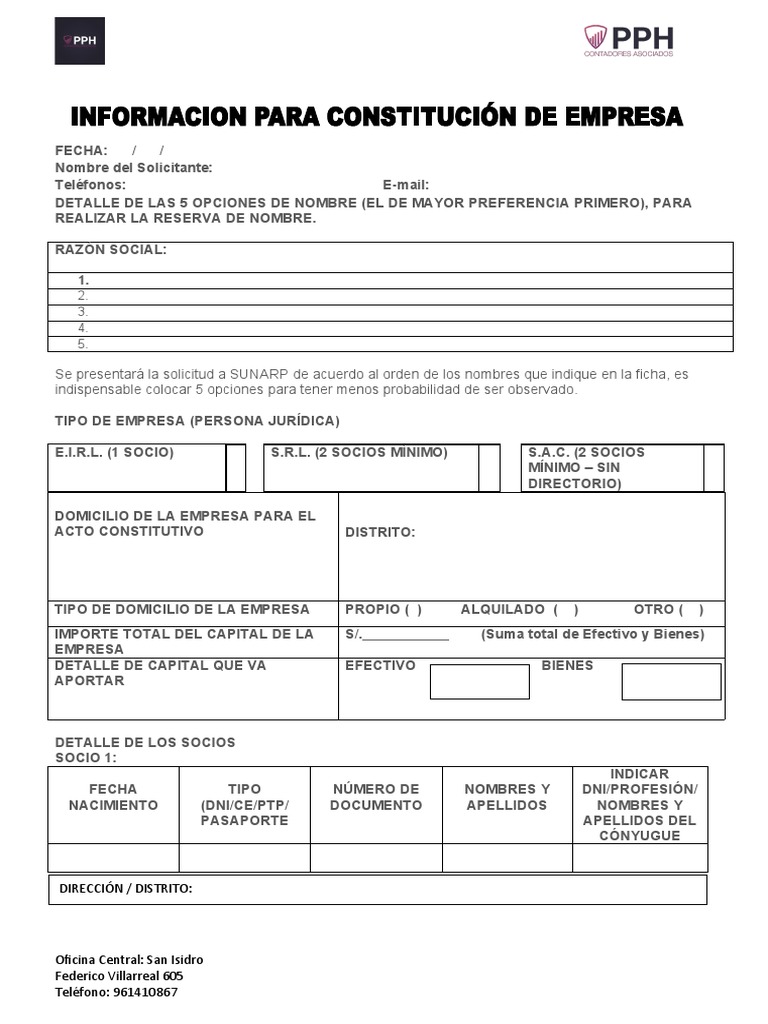 Solicitud de Constitución de Empresa | PDF | Derecho