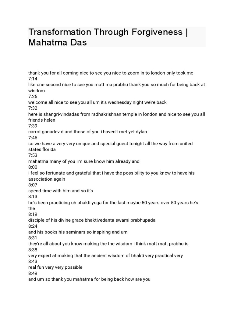 Understanding Forgiveness in Bhakti | PDF | Forgiveness | Mind