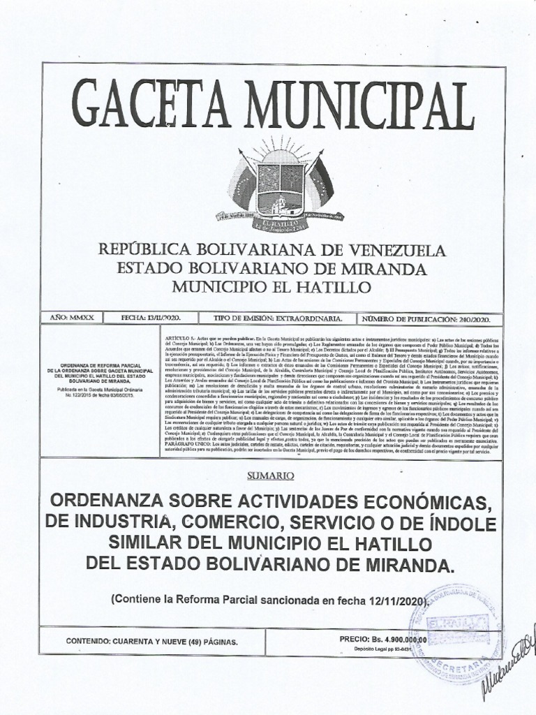 Alcaldia Del Municipio El Hatillo - Ordenanza Sobre Actividades ...