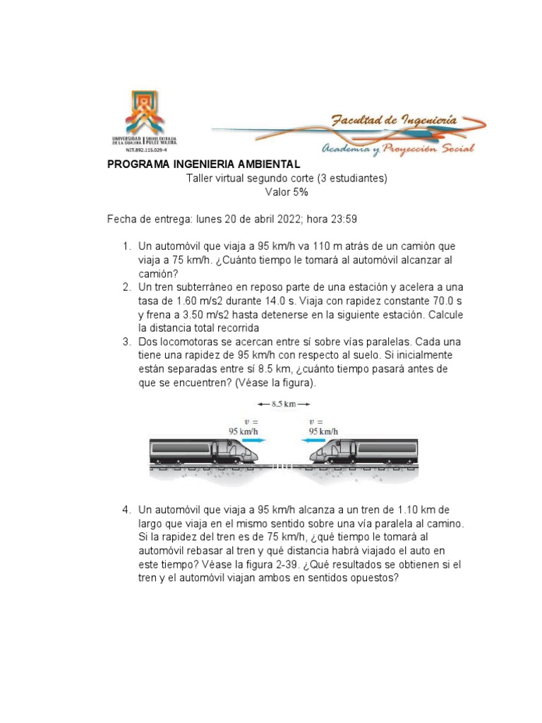 Taller Virtual 2 Segundo Corte 1 2022 | PDF | Tren | Material rodante
