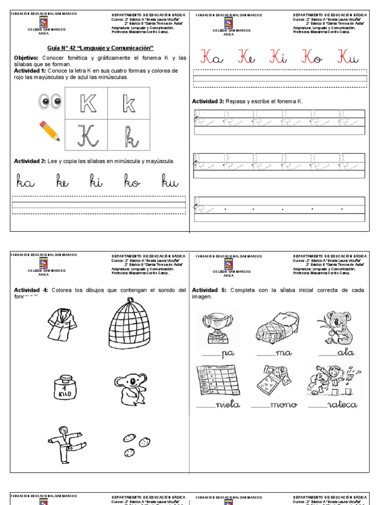 Guía Fonema K | Descargar gratis PDF | Voz humana | Ortografía
