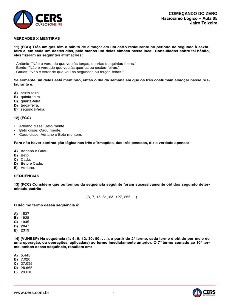 CDZ Rac Log Aula 05 | PDF | Lógica